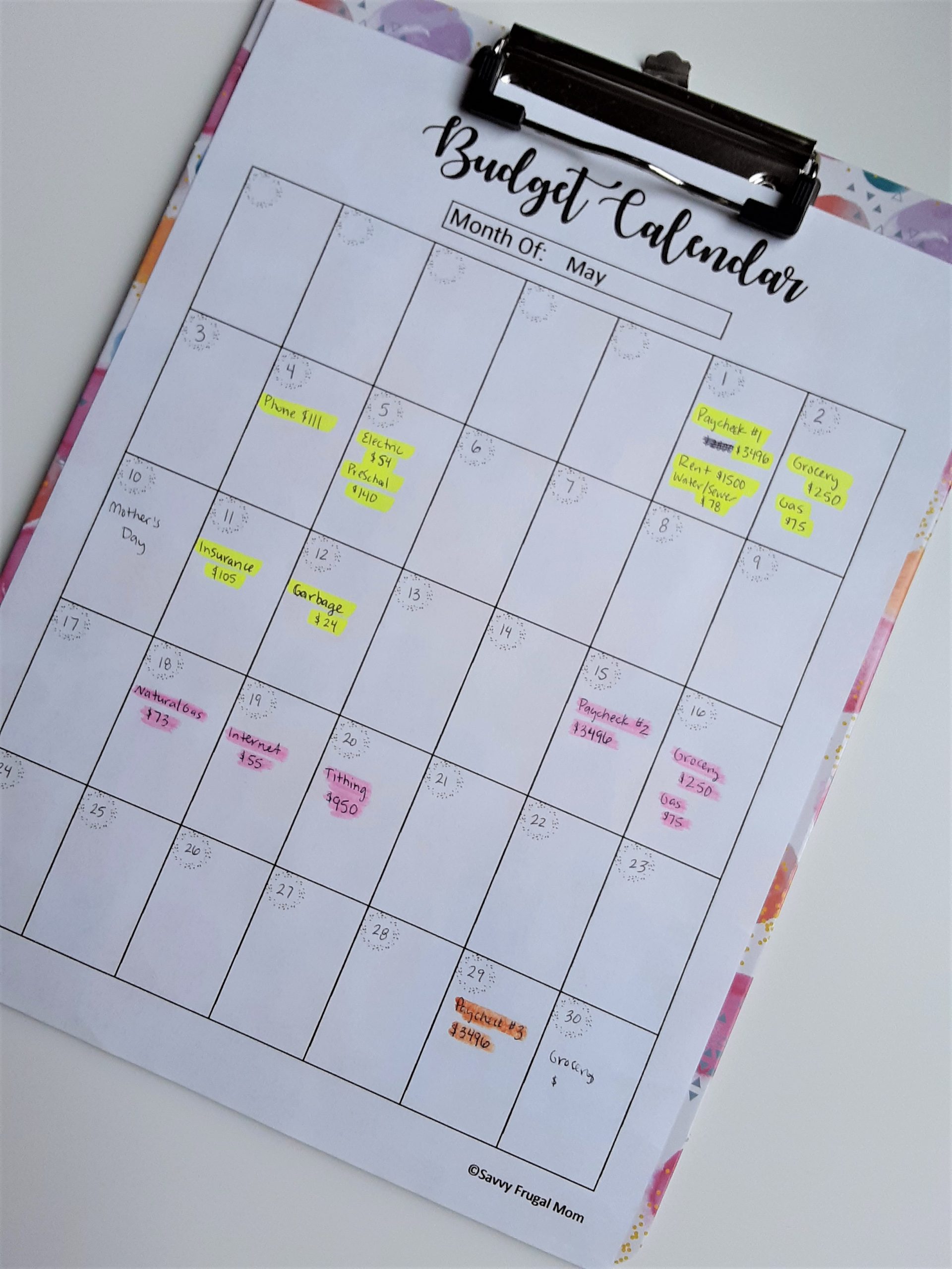 Using a Budget Calendar with your budget • Savvy Frugal Mom
